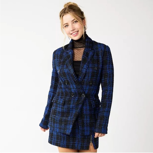 Sonoma | Jackets & Coats | Juniors So Plaid Tweet Blazer | Poshmark
